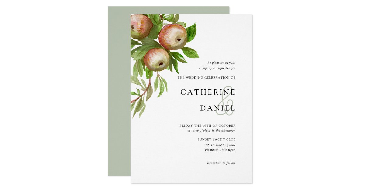 red watercolor apples wedding invitation | Zazzle.com