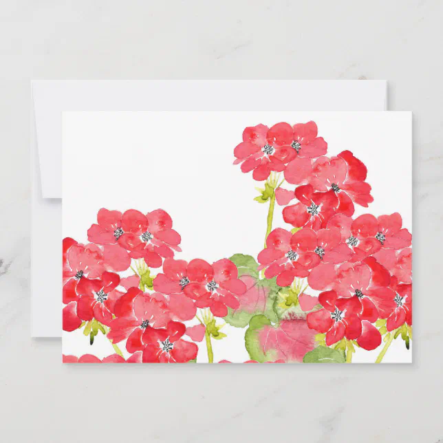 Red Watercolor Geraniums Thank You Card | Zazzle