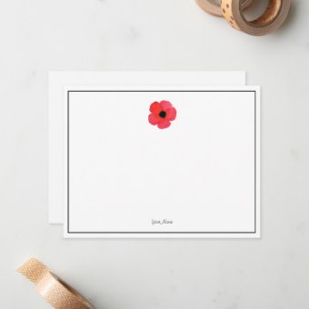 Red Watercolor Poppy Note Card | Zazzle