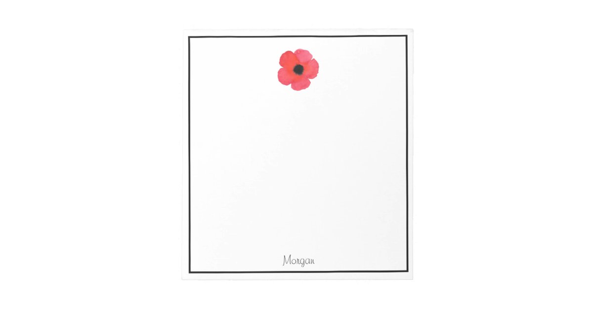 Red Watercolor Poppy Notepad | Zazzle