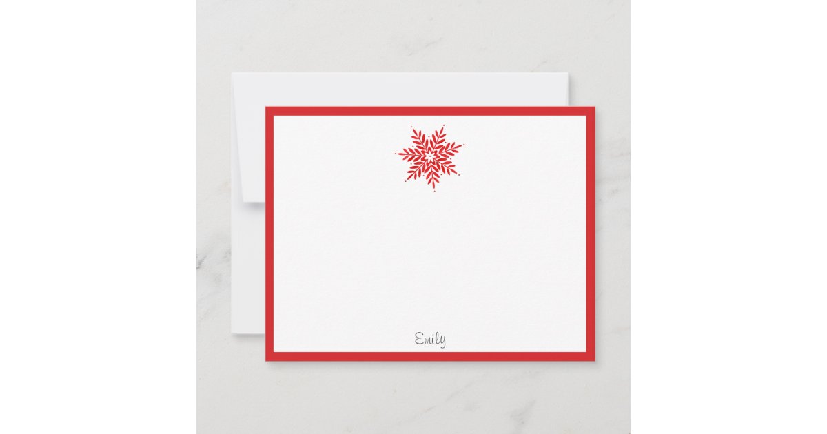 Red Watercolor Snowflake Note Card | Zazzle