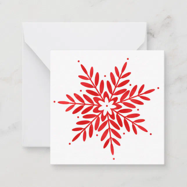 Red Watercolor Snowflake Note Card | Zazzle