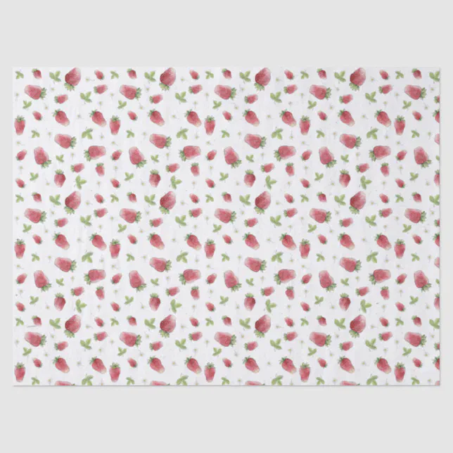 Red Watercolor Strawberries Tissue Paper | Zazzle