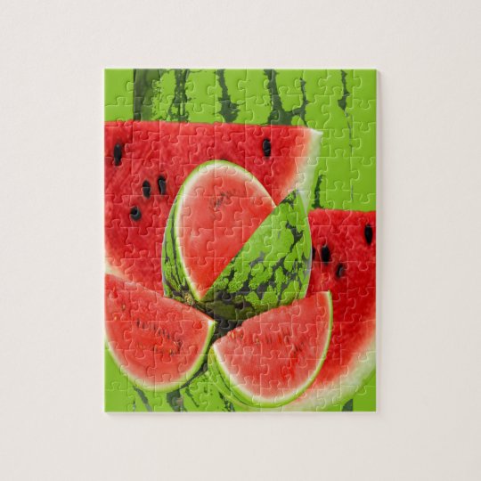 RED WATERMELON GREEN ART JIGSAW PUZZLE | Zazzle.com