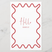 Red Wavy Border menu card with name | Zazzle