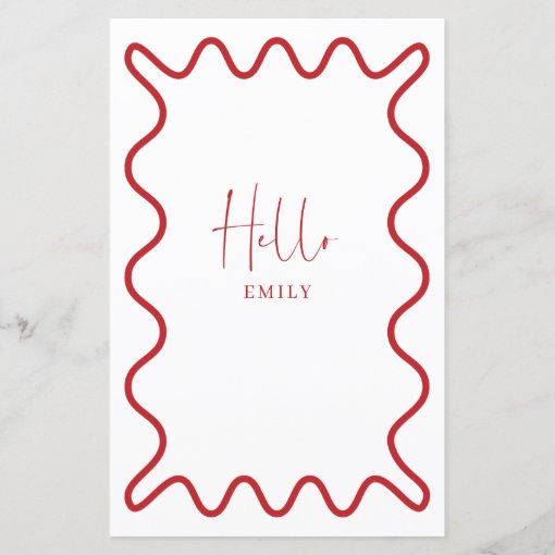 Red Wavy Border menu card with name | Zazzle