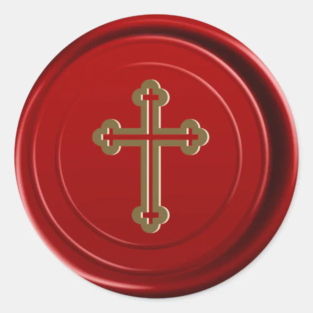 Red Wax Envelope Seal Gold Cross Religious | Zazzle