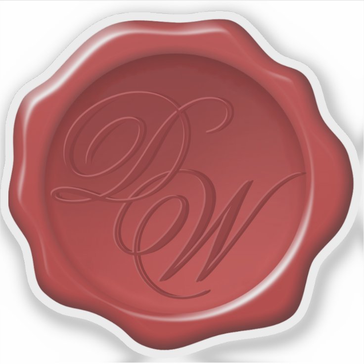 Red Wax Seal Monogram 2 Initials Elegant Script Sticker | Zazzle