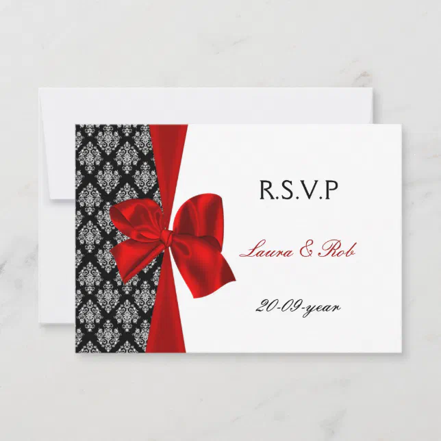 red, wedding rsvp cards standard 3.5 x 5 | Zazzle