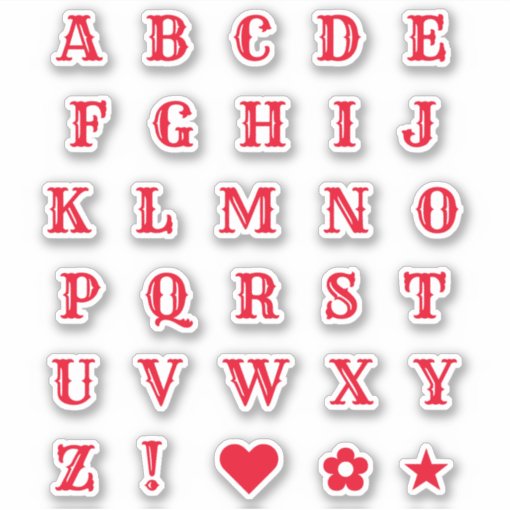 Red Western Theme Letters Font Alphabet Monogram Sticker | Zazzle