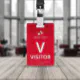 Red White Add Your Logo Visitor Badge | Zazzle