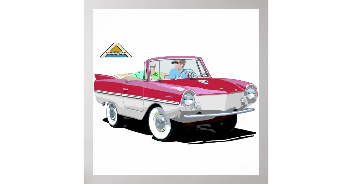 Red-White Amphicar Poster | Zazzle
