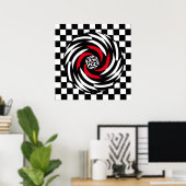 Red, White and Black Checker Vortex Print | Zazzle