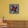 Red, White and Black Checker Vortex Print | Zazzle
