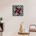 Red, White and Black Checker Vortex Print | Zazzle
