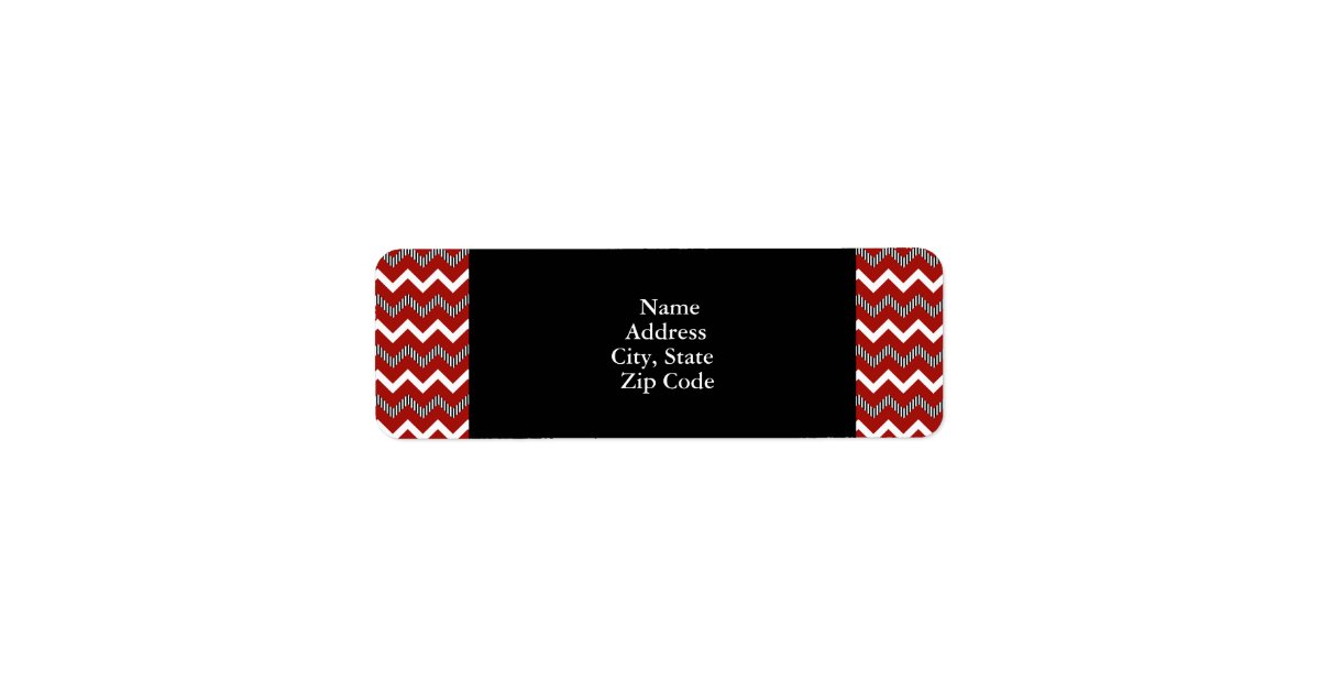 Red, White and Black Chevron Pattern Label | Zazzle