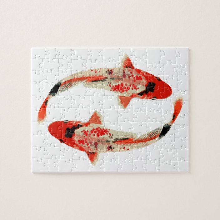 Red, White, and Black Koi Fish Jigsaw Puzzle | Zazzle.com