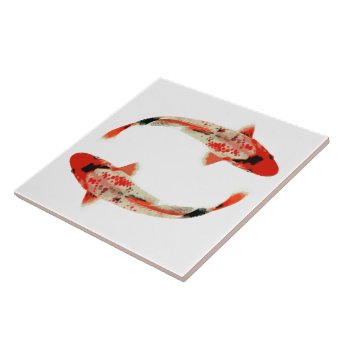 Red, White, and Black Koi Fish Tile | Zazzle