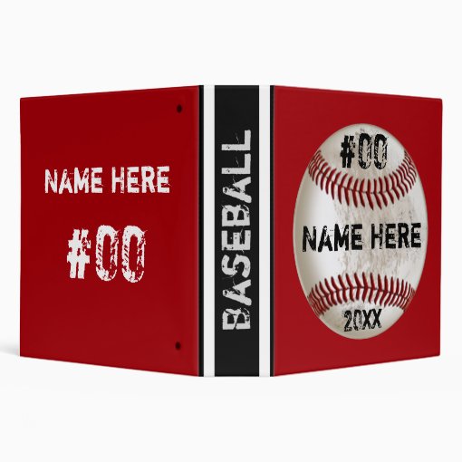 Red, White and Black Personalized Baseball Binder | Zazzle