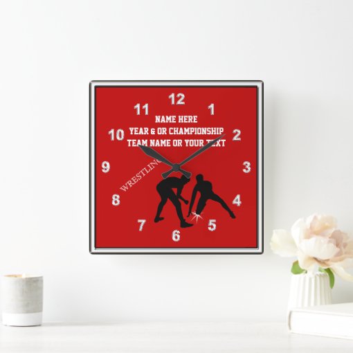 Red, White and Black Personalized Wrestling Clock | Zazzle