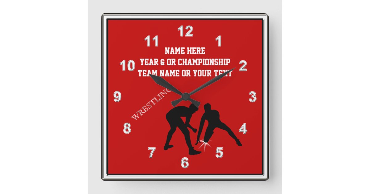 Red, White and Black Personalized Wrestling Clock | Zazzle