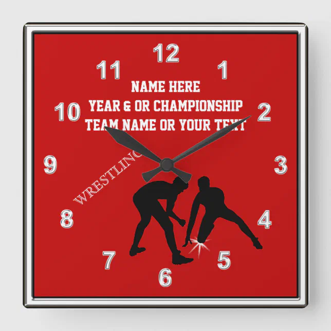 Red, White and Black Personalized Wrestling Clock | Zazzle