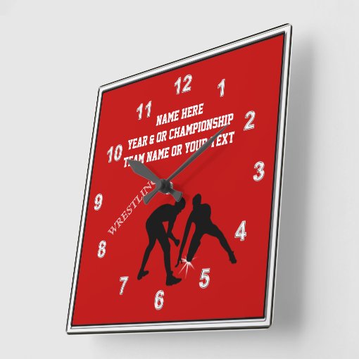 Red, White and Black Personalized Wrestling Clock | Zazzle