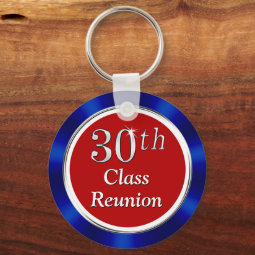 Red, White and Blue 30th Class Reunion Gift Ideas Keychain | Zazzle