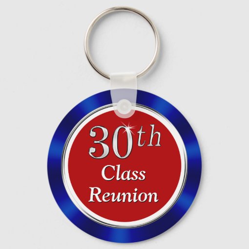 Red, White and Blue 30th Class Reunion Gift Ideas Keychain | Zazzle