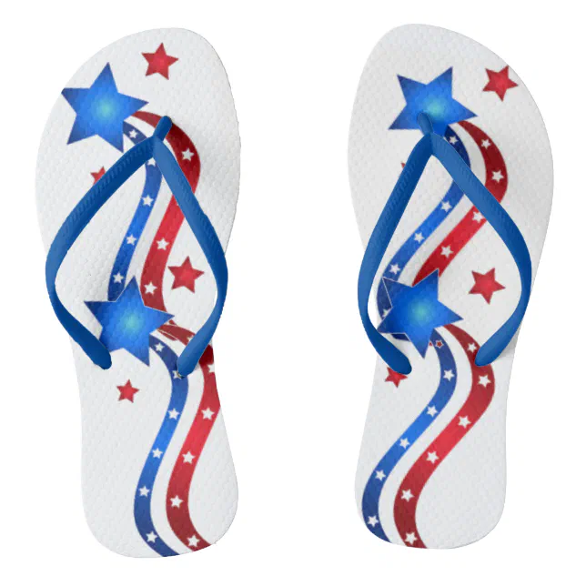 Red, White and Blue 4th of July Flip Flops | Zazzle