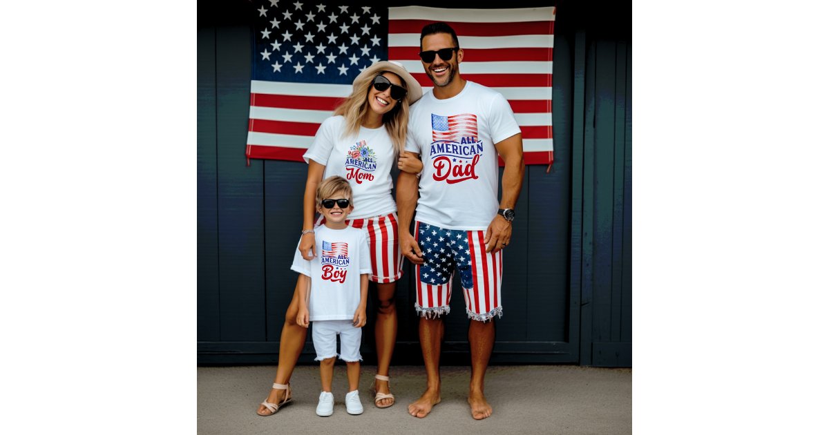 Red white and Blue All American Dad Flag T-Shirt | Zazzle