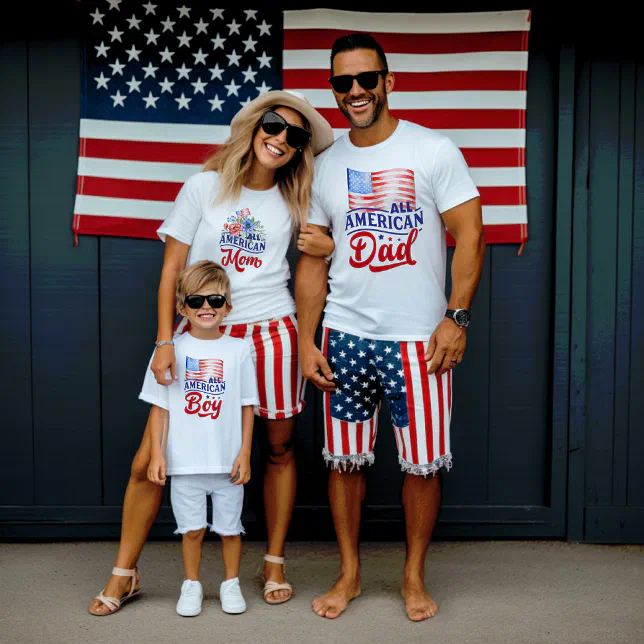 Red white and Blue All American Dad Flag T-Shirt | Zazzle