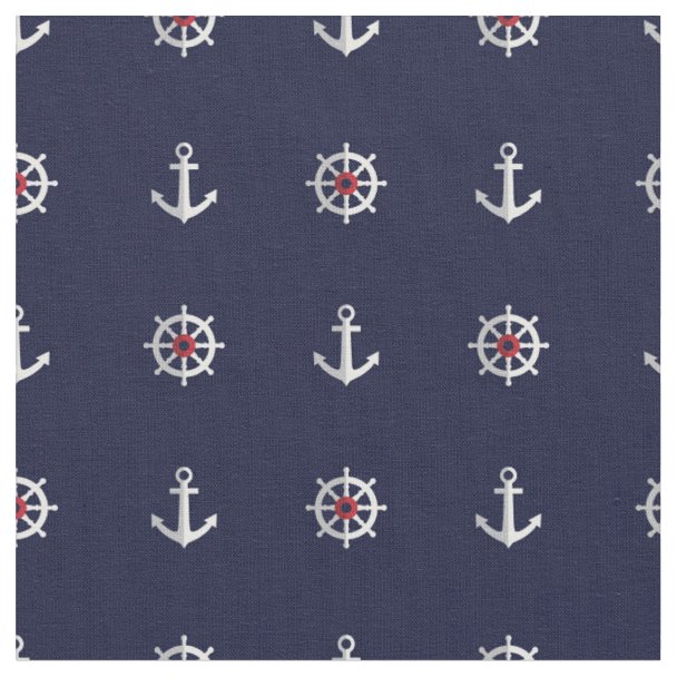 Nautical Anchors Pattern | Red White Navy Blue Fabric | Zazzle