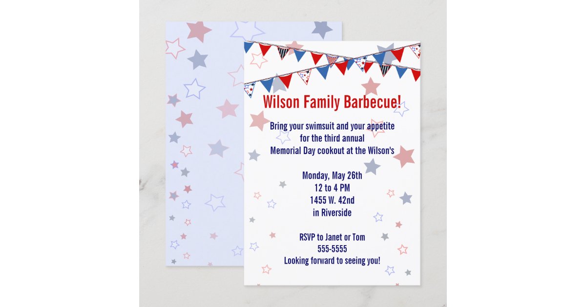 Red White and Blue Banner Invitation | Zazzle