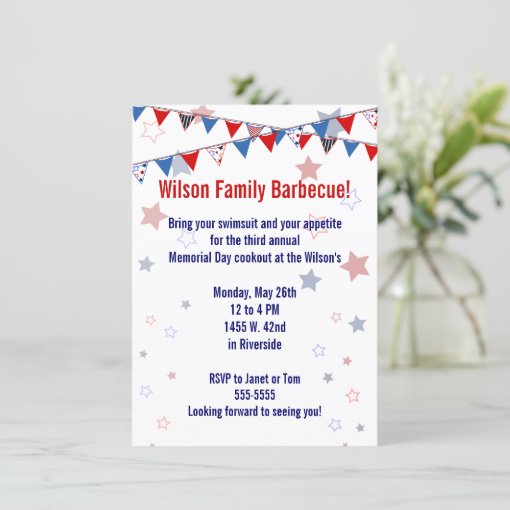 Red White and Blue Banner Invitation | Zazzle