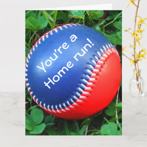 Red White and blue Baseball custom Birthday Card | Zazzle