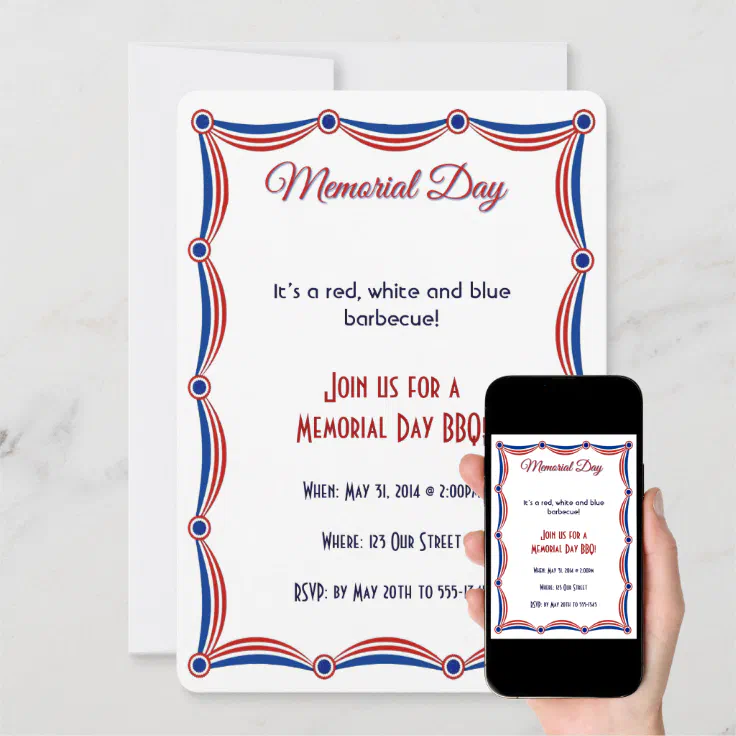 Red White and Blue Bunting Memorial Day Invitation | Zazzle