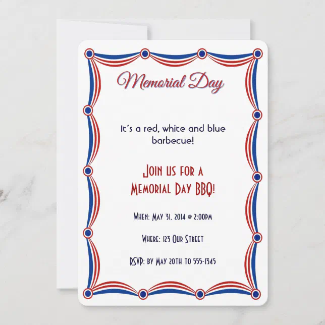 Red White and Blue Bunting Memorial Day Invitation | Zazzle