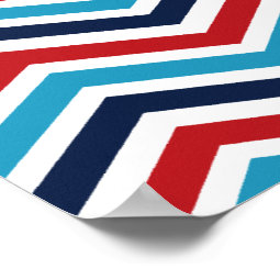 Red, White, and Blue Chevron Fox Nursery Poster | Zazzle