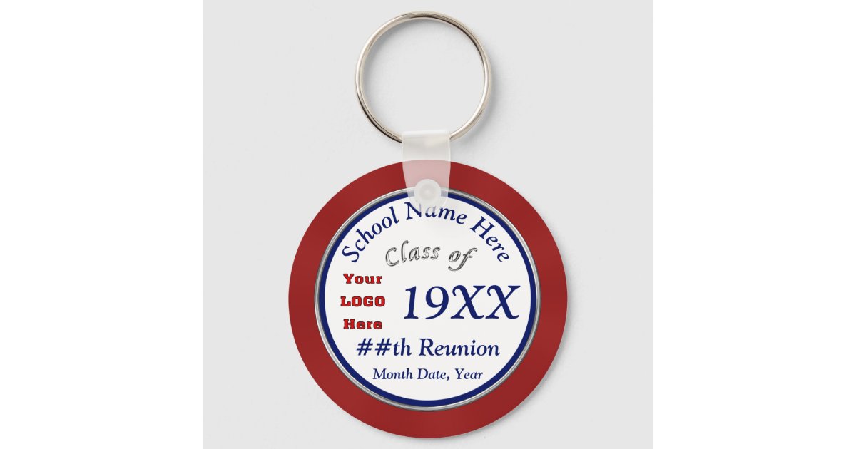 Red White and Blue Class Reunion Gifts Personalize Keychain | Zazzle