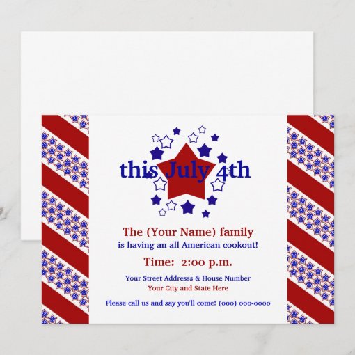 Red, White, and Blue Cookout on July 4th Invitation | Zazzle