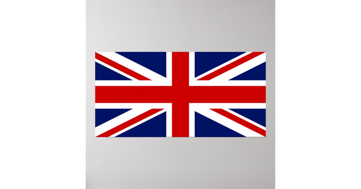 Red White and Blue Cross Flag of United Kingdom Poster | Zazzle