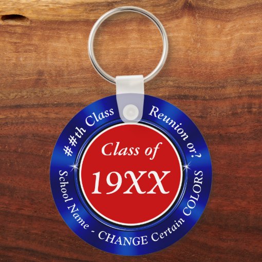 Red, White and Blue Custom Class Reunion Keychains | Zazzle