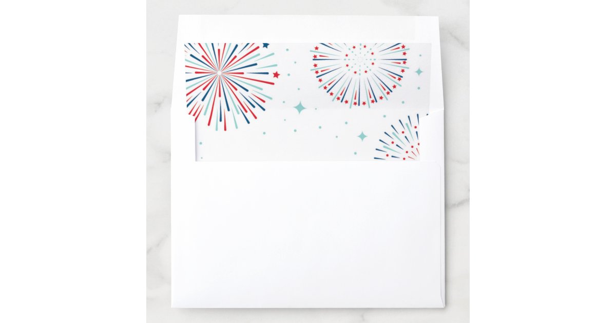 Red, White and Blue Fireworks Envelope Liner | Zazzle