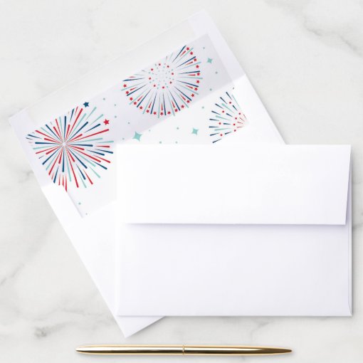Red, White and Blue Fireworks Envelope Liner | Zazzle