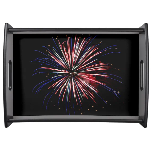 Red, White and Blue Fireworks Serving Tray | Zazzle