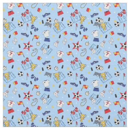Soccer balls on blue, pattern fabric | Zazzle