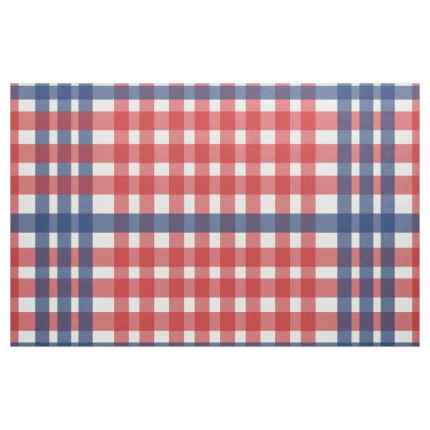 Red White and Blue Plaid Fabric | Zazzle