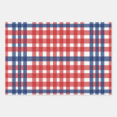 Red White and Blue Gingham Plaid Wrapping Paper Sheets | Zazzle