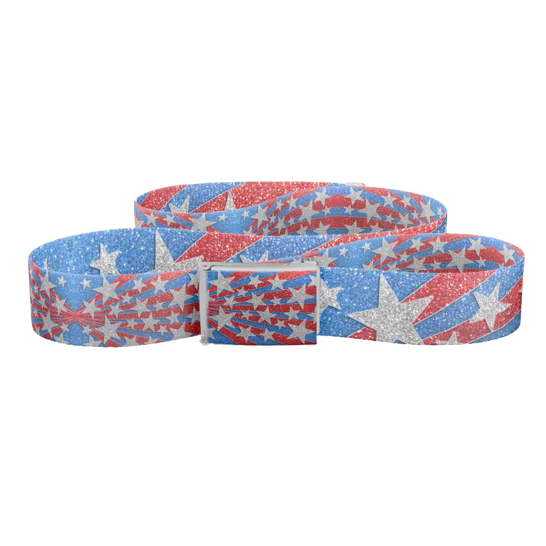 Red White and Blue Glitter American Stars Stripes Belt | Zazzle